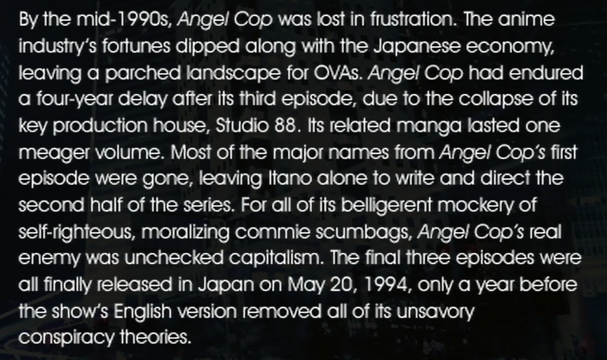 Angel Cop (1994) anime OVA, thoughts | The Anomalous Host